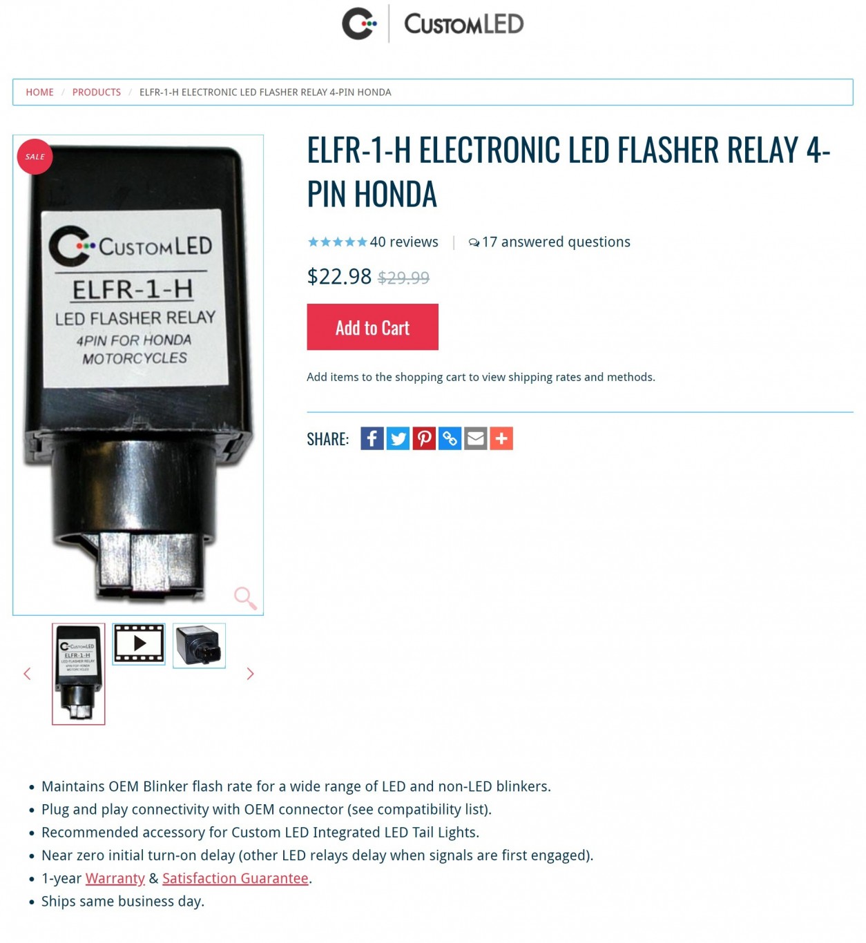 Universal Turn Signal Relay LED Flasher Relay For Motorcycles - ELFR-1 ...